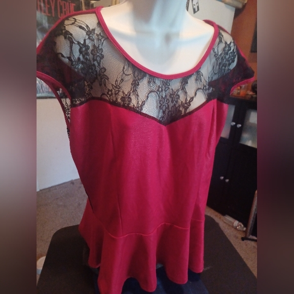 Iris Designs | Tops | Gothic Red And Black Lace Top | Poshmark